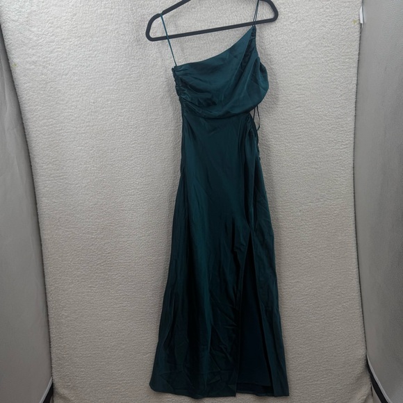 Hello Molly | Dresses | Hello Molly Teal One Shoulder Side Slit Maxi ...
